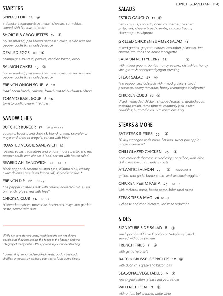 Bavette Grill Menu | American Classics & Fusion Delights